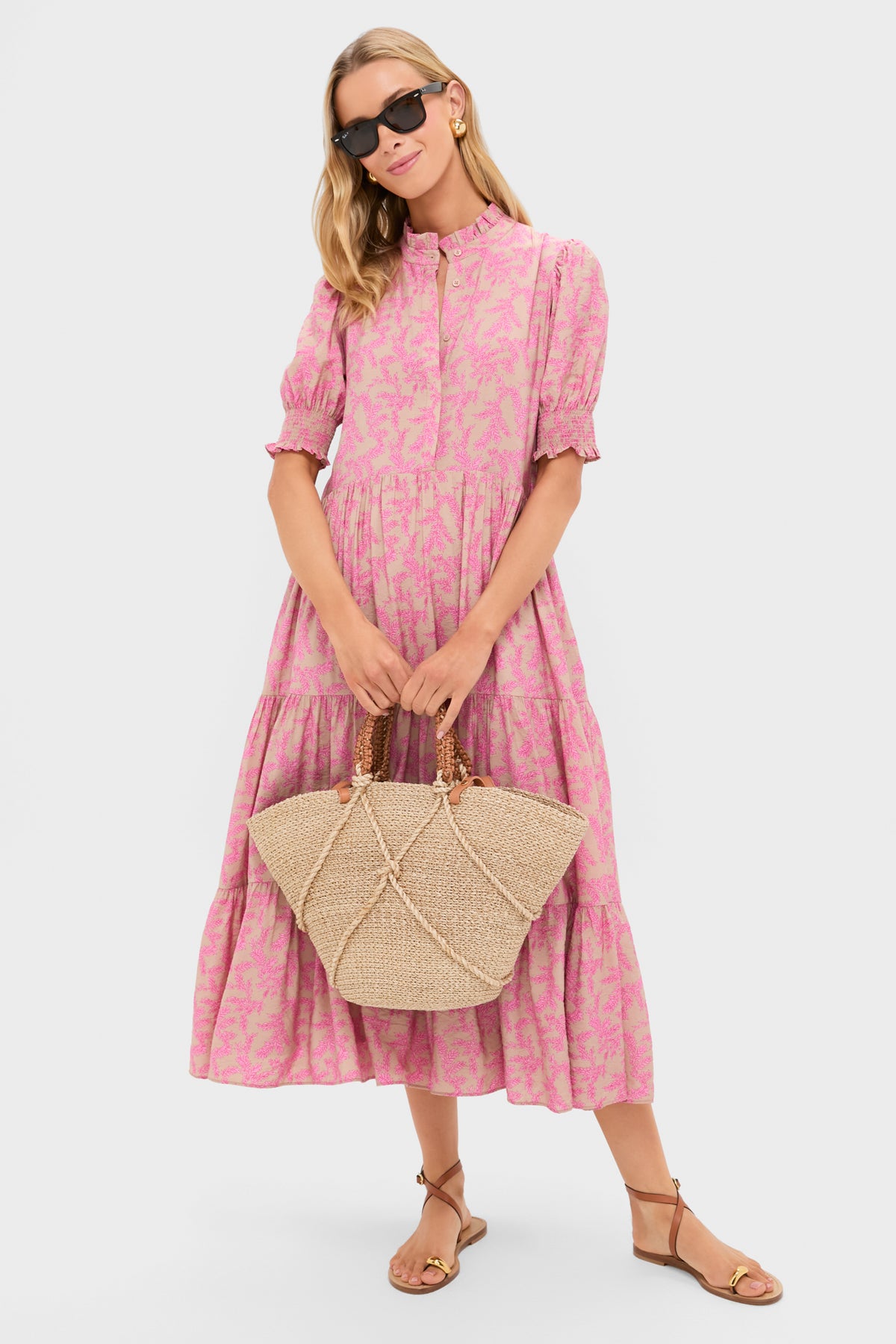 Tan & Pink Vines Bennett Maxi Dress | Hyacinth House