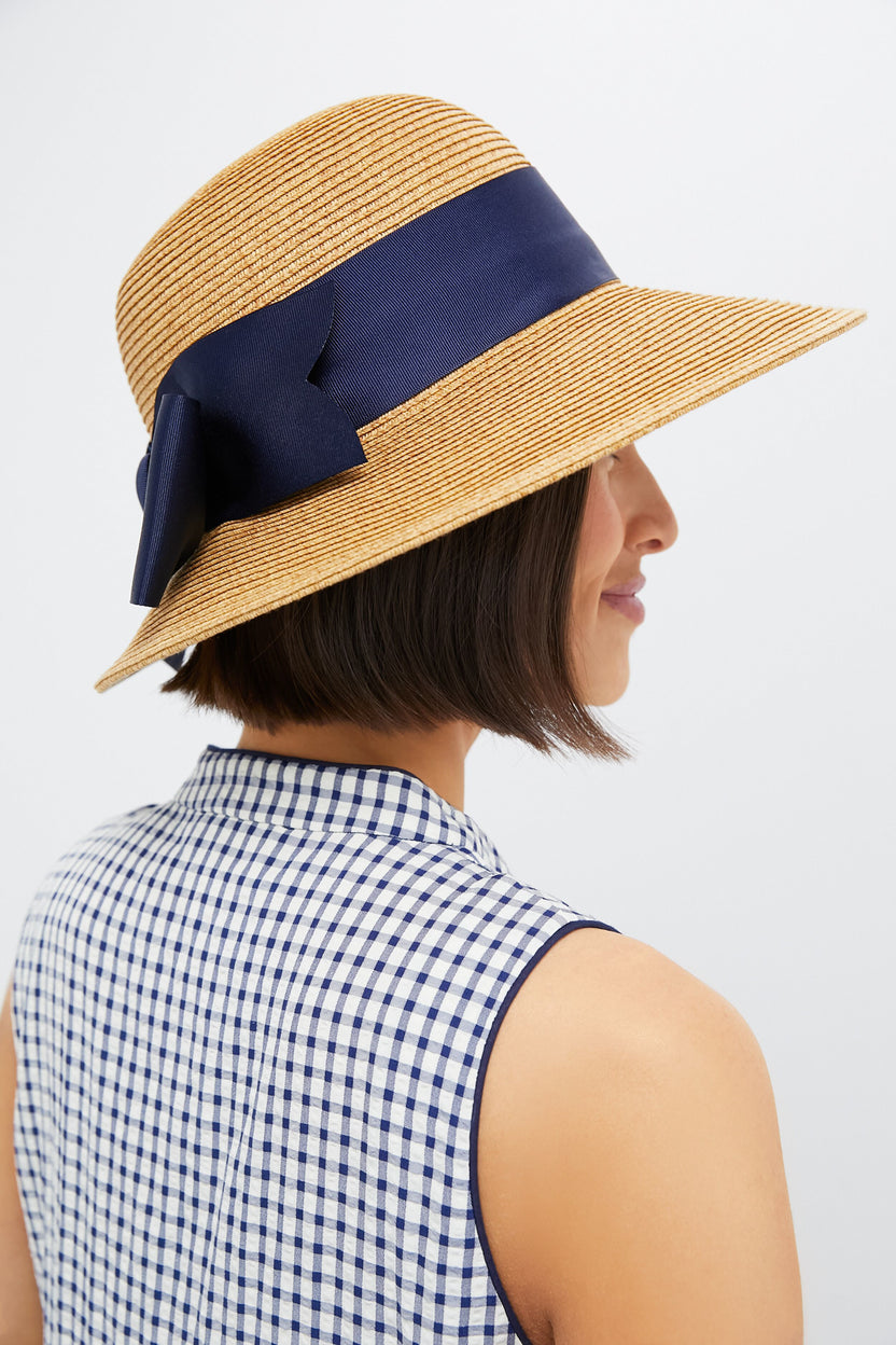 Exclusive Navy Packable Wide Bow Sunhat | Toucan Hats