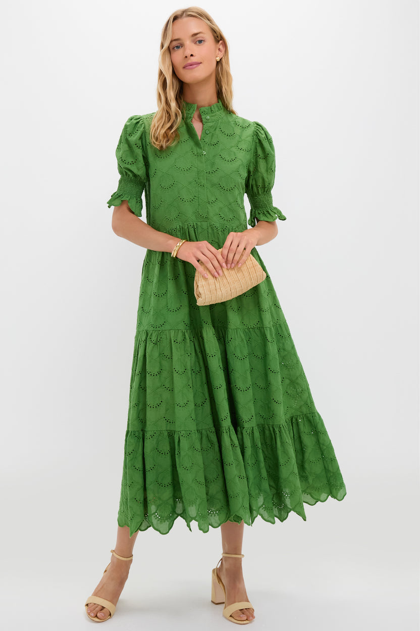 Fern Green Eyelet Bennett Maxi Dress | Hyacinth House