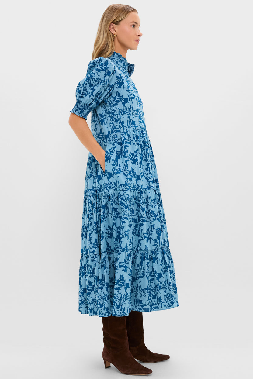 Steel Blue Floral Bennett Maxi Dress | Hyacinth House
