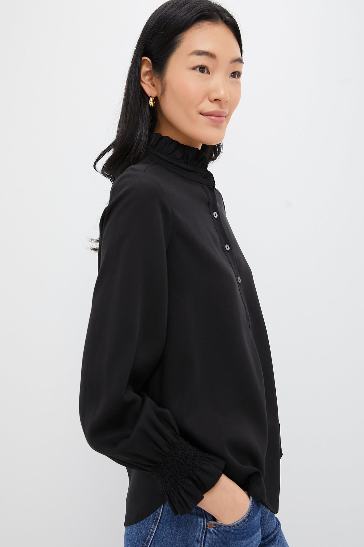 Black Teagan Popover Shirt | Tuckernuck