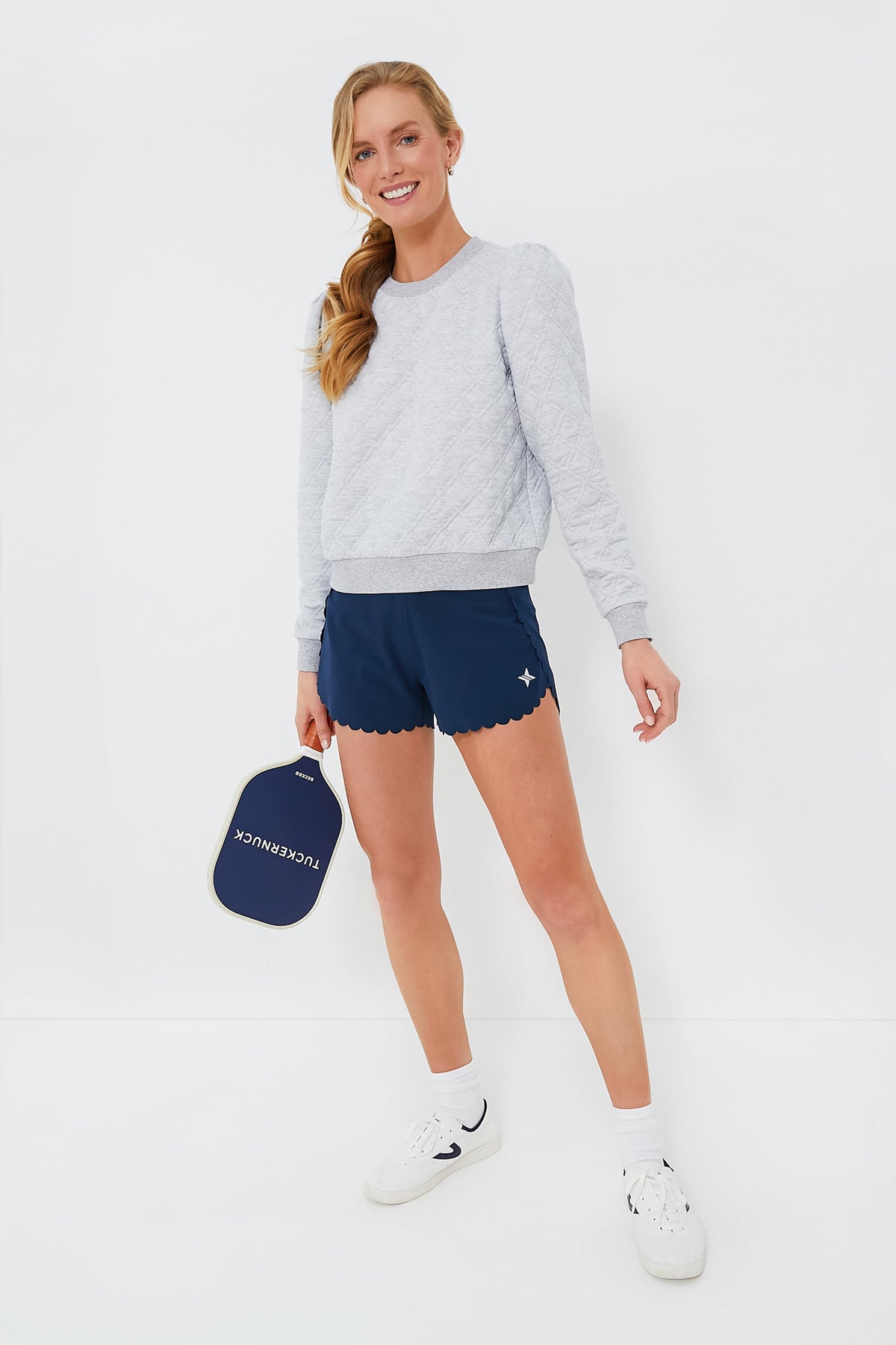 Gray Puff Sleeve Quilted Stretch Campbell Pullover | Tnuck Sport