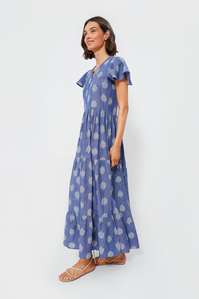 Chatham Blue V-Neck Maxi Dress | Oliphant