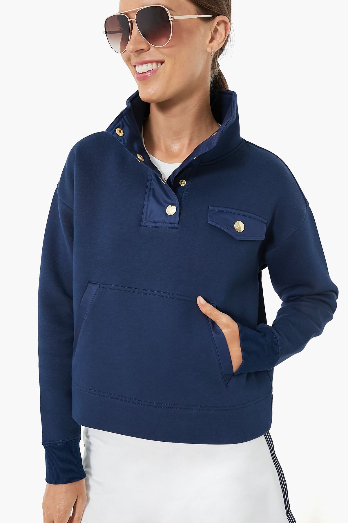 Navy Snap Neck Bailey Pullover | Tnuck Sport