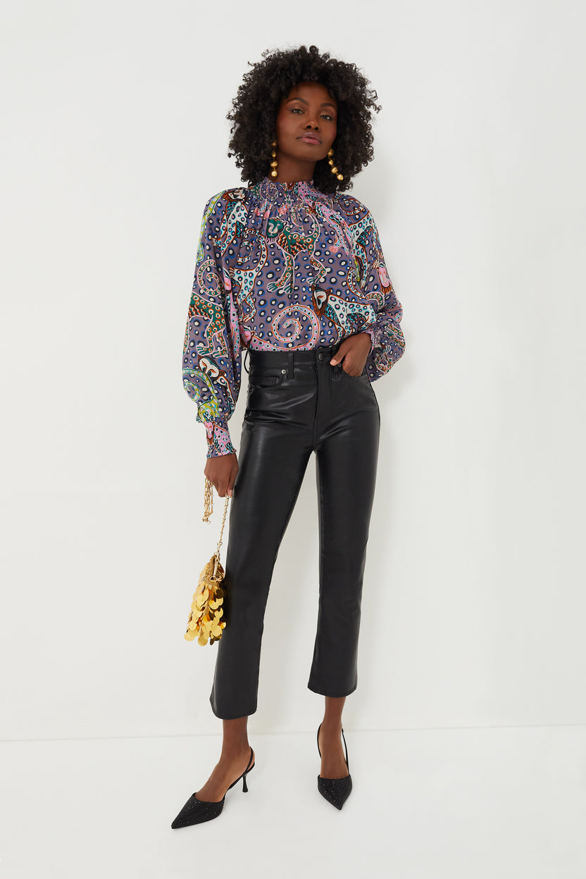 Purple Capuchin High Neck Blouse | Oliphant
