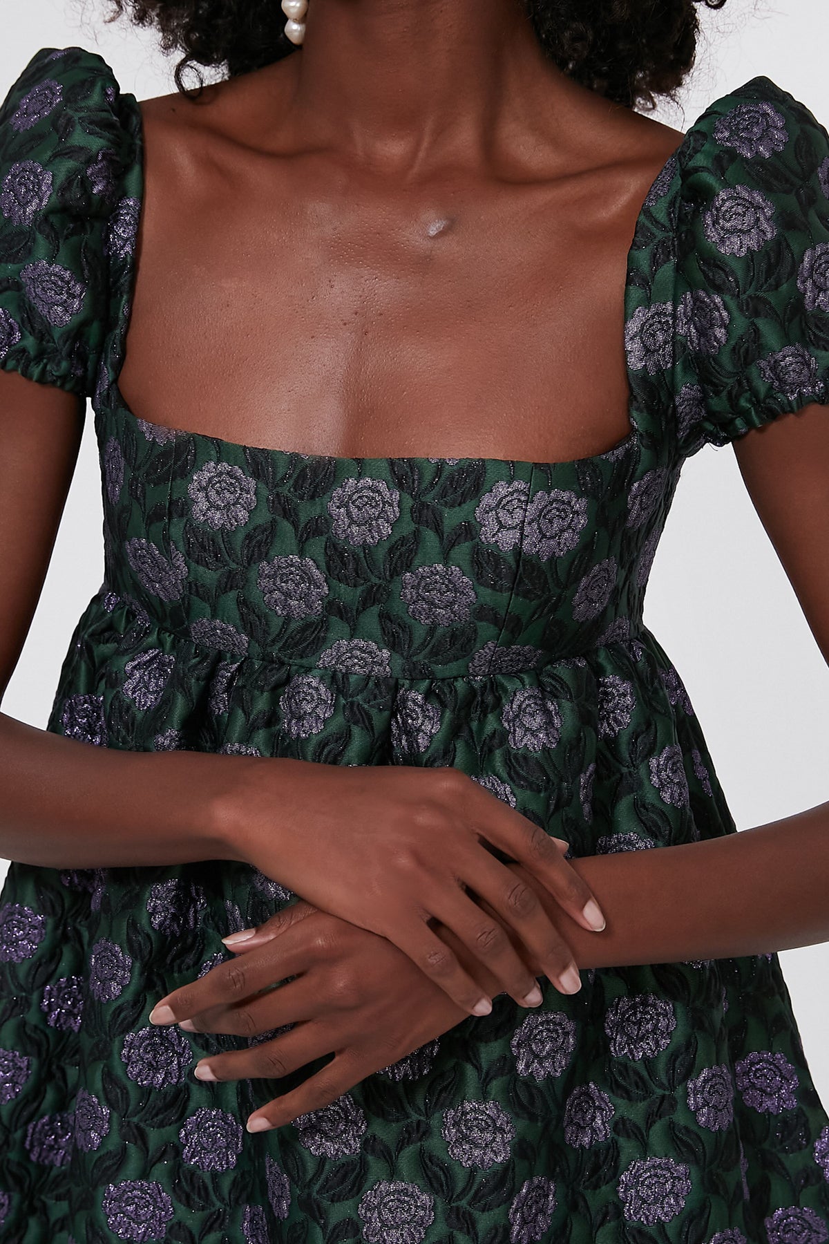 Floral Brocade Jade Dress | Autumn Adeigbo