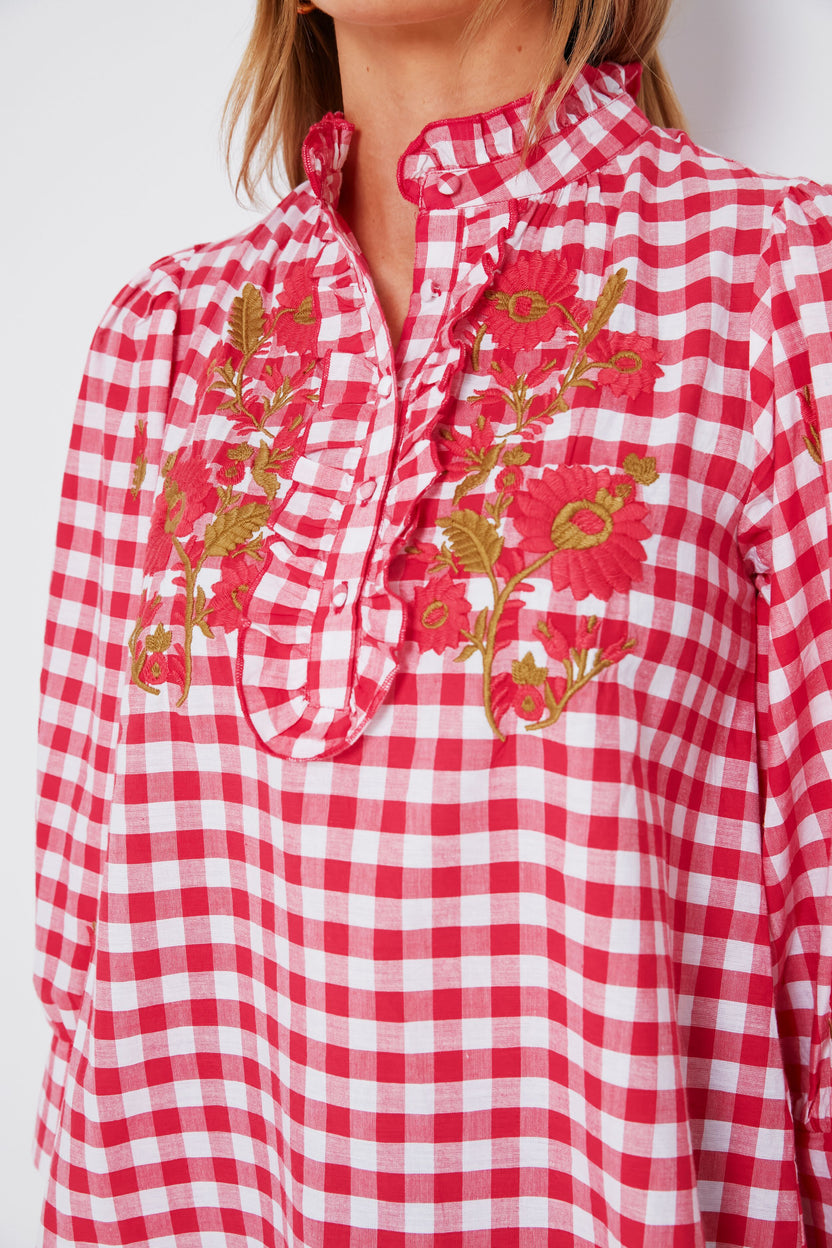 Red Polly Blouse | Antik Batik