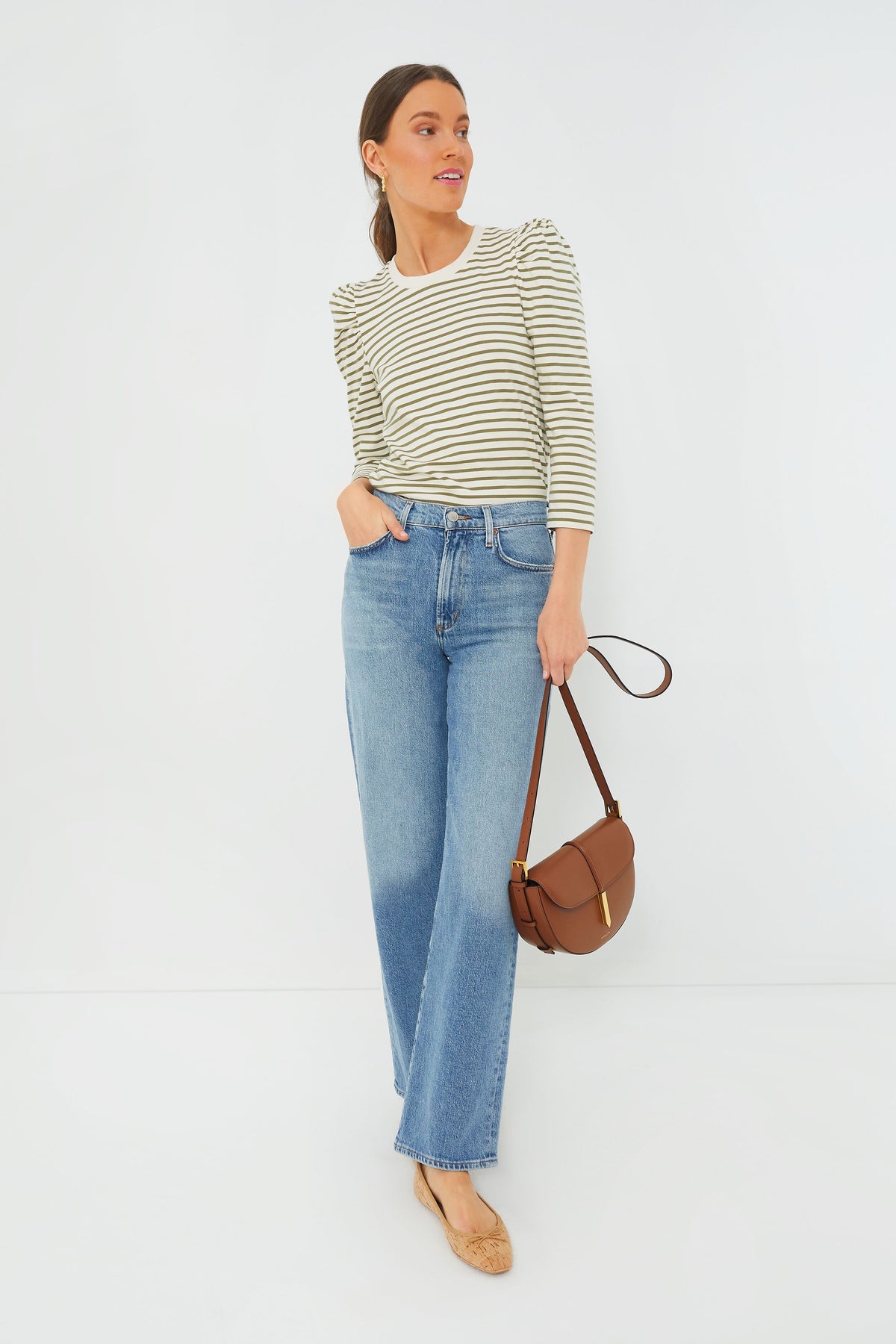 Olive Striped Vesty Long Sleeve Crewneck | Pomander Place