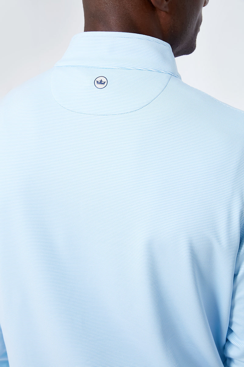 Cottage Blue Perth Sugar Stripe Performance Quarter-Zip | Peter Millar