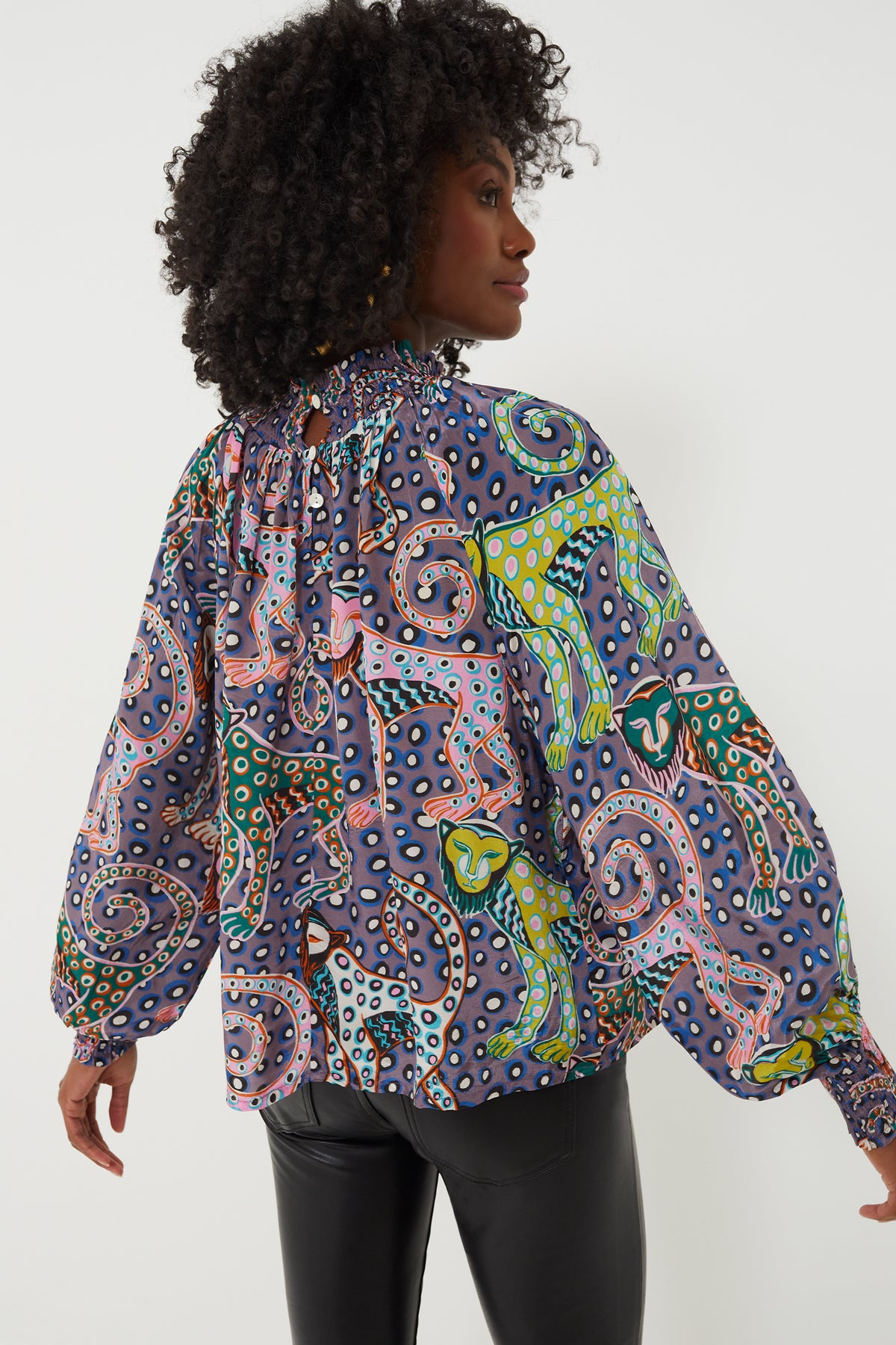 Purple Capuchin High Neck Blouse | Oliphant