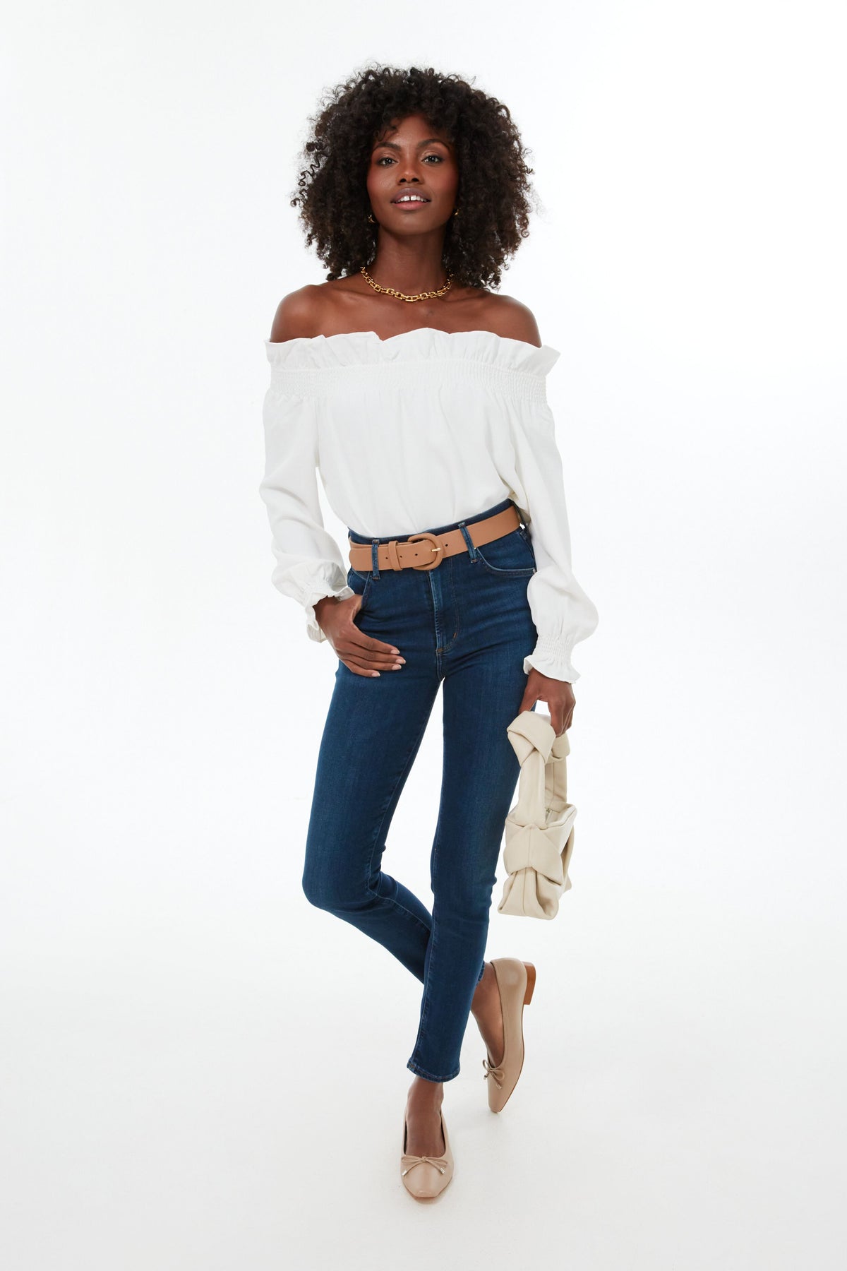 Beige Leather Monica Flats | Flattered