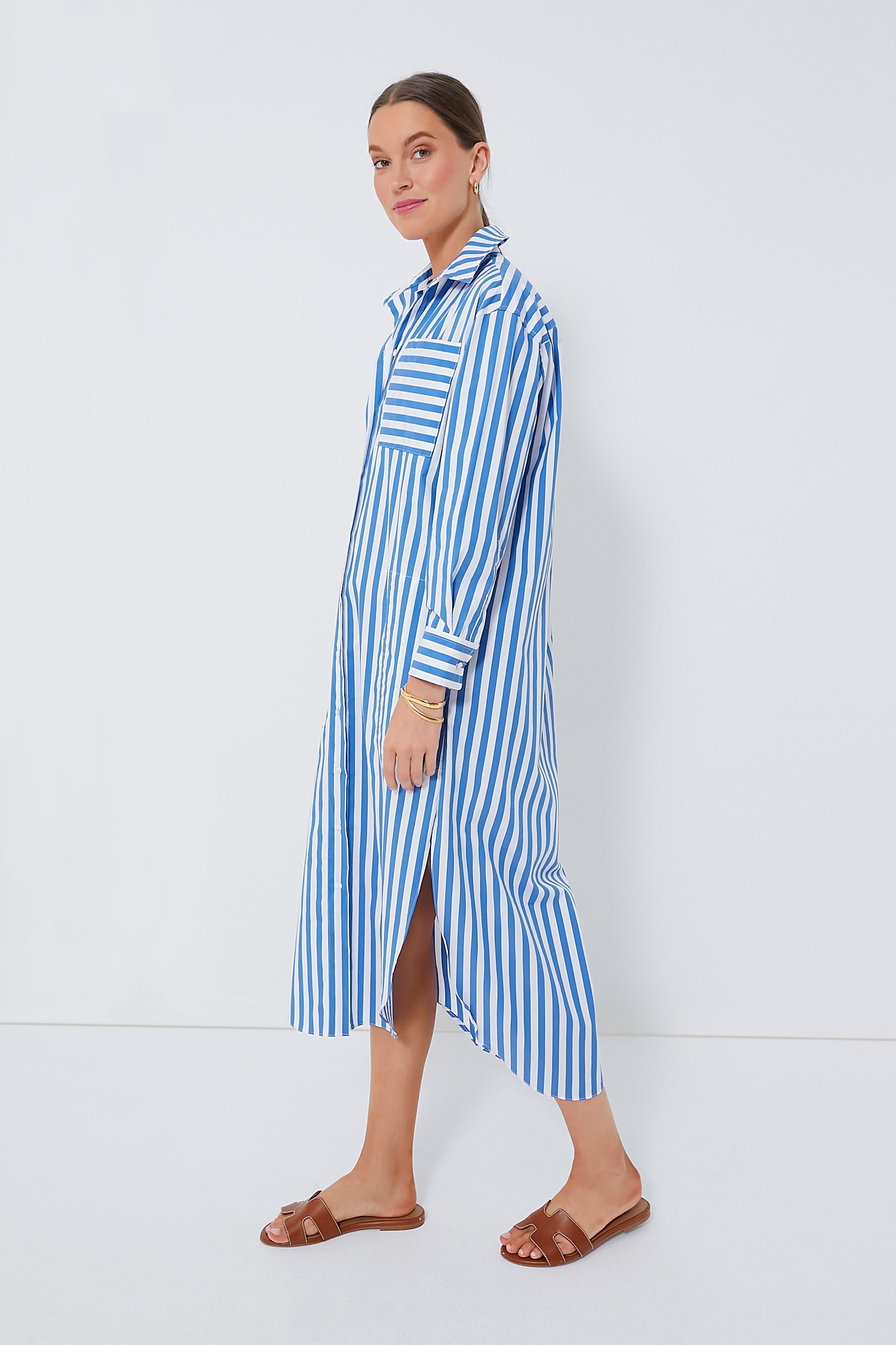 Blue Stripe Constance Maxi Shirt Dress | Pomander Place | Tuckernuck