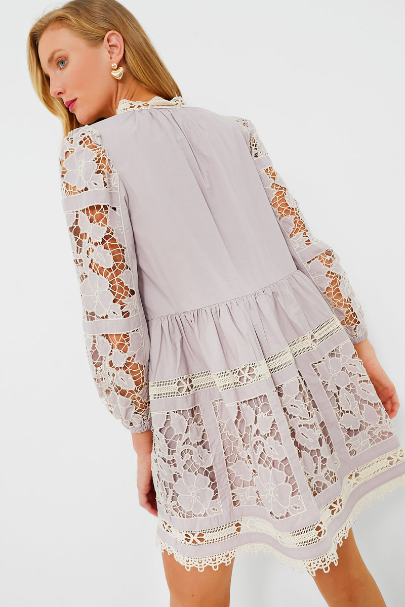 Lilac Joah Embroidery Longsleeve Tunic Dress | Sea New York