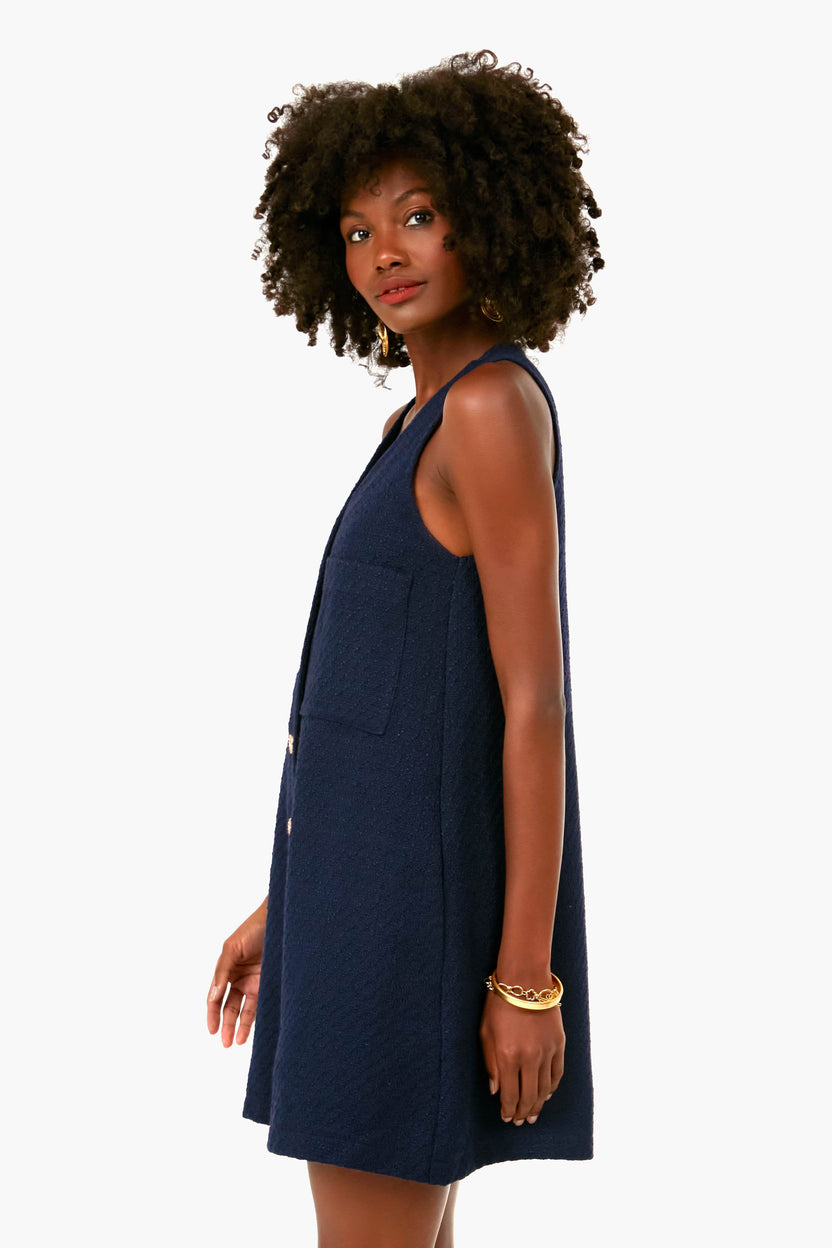 Navy Textured Myla Romper | Pomander Place
