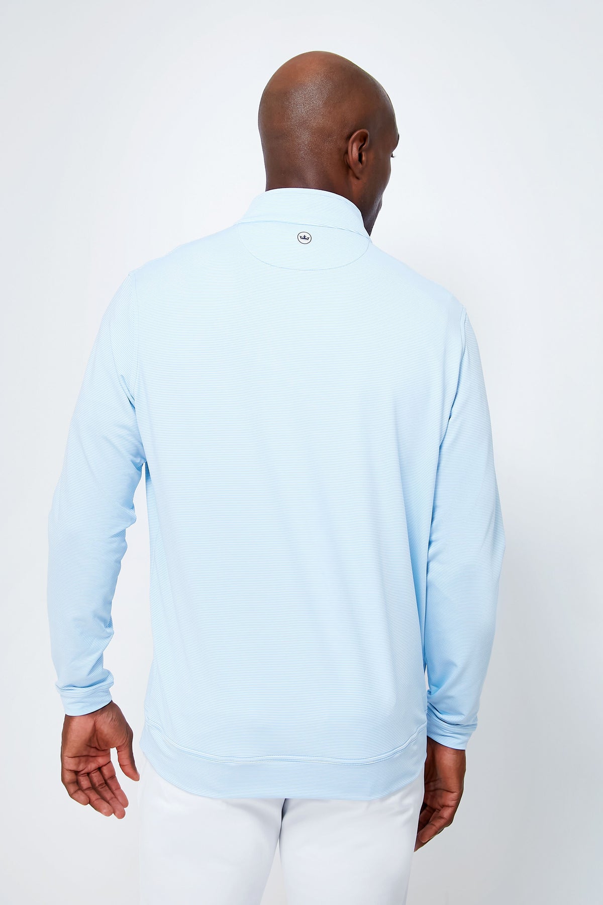 Cottage Blue Perth Sugar Stripe Performance Quarter-Zip | Peter Millar
