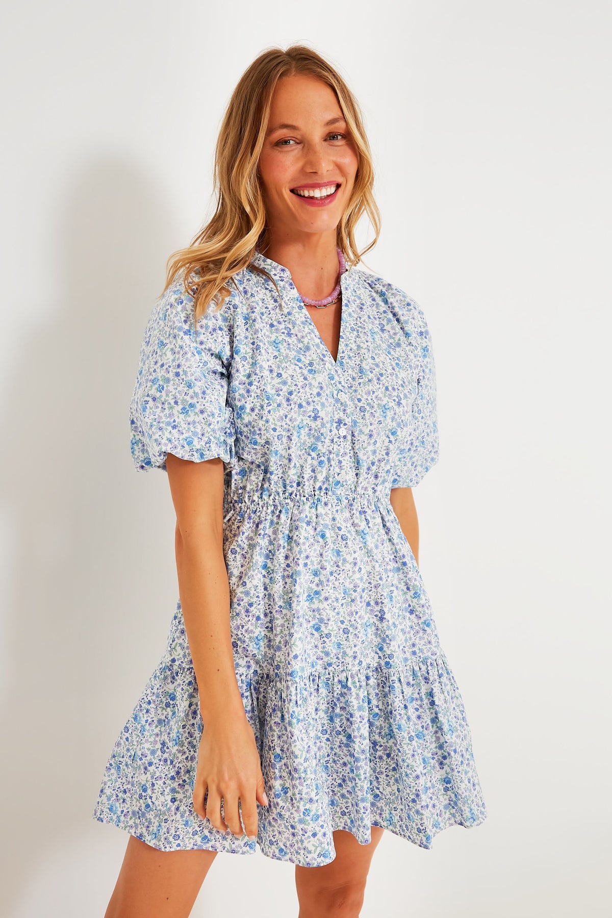 Blue Ditsy Floral Loren Mini Dress | Hyacinth House