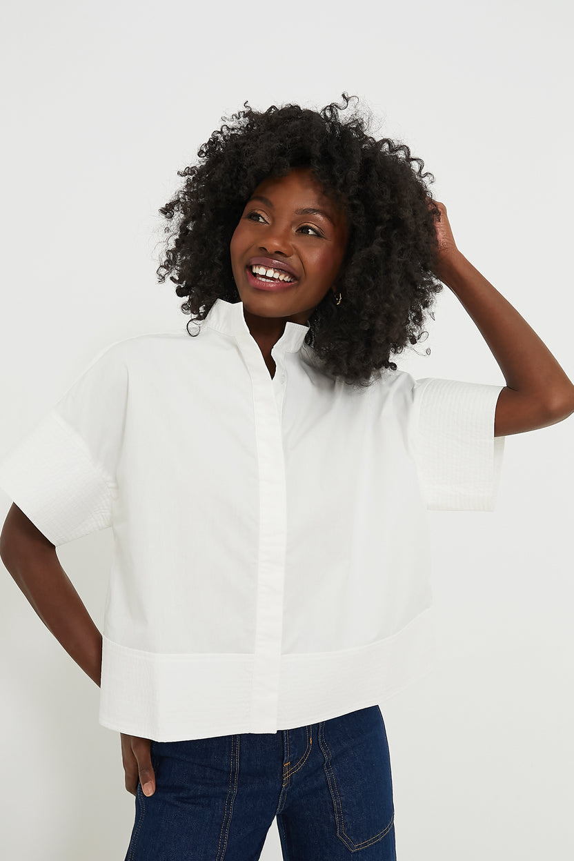 White Trapunto Stitch Sofia Shirt | Tuckernuck