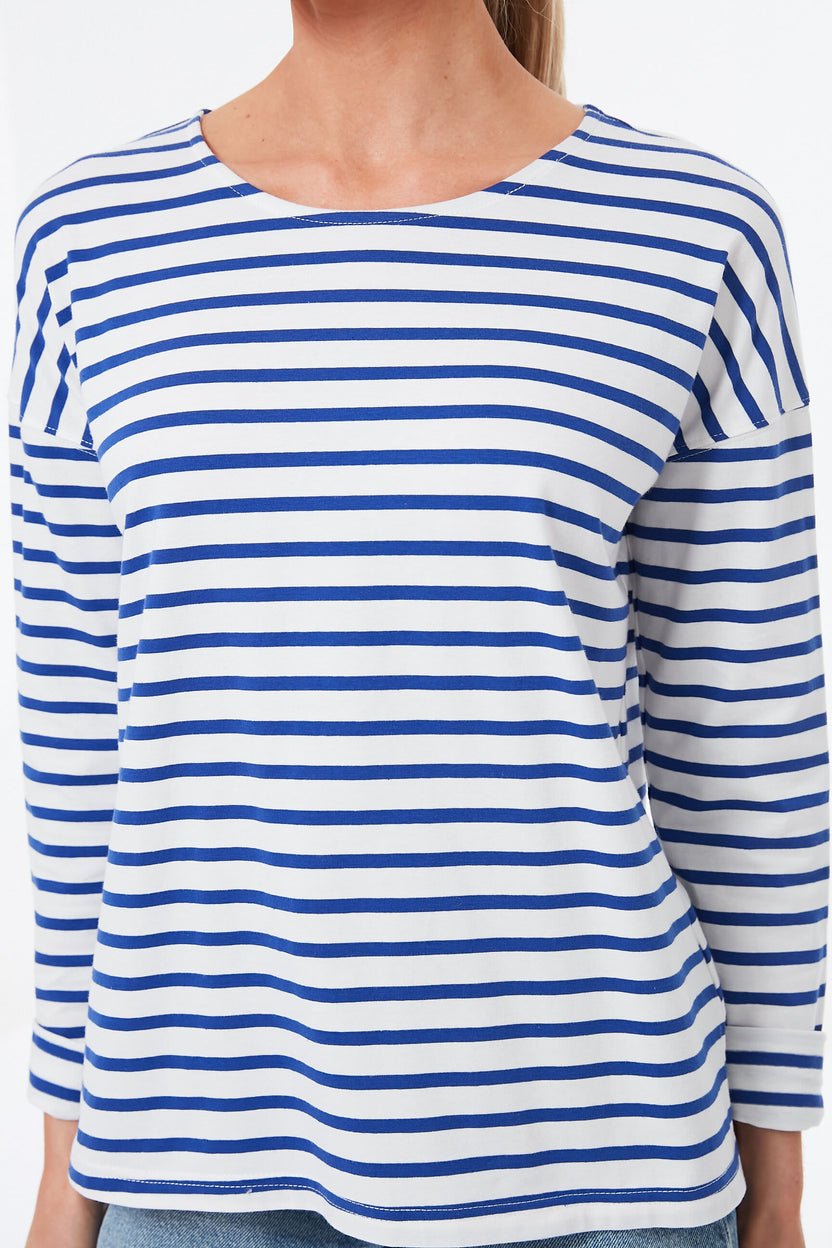 Blue and White Stripe Hayden Tee | Pomander Place
