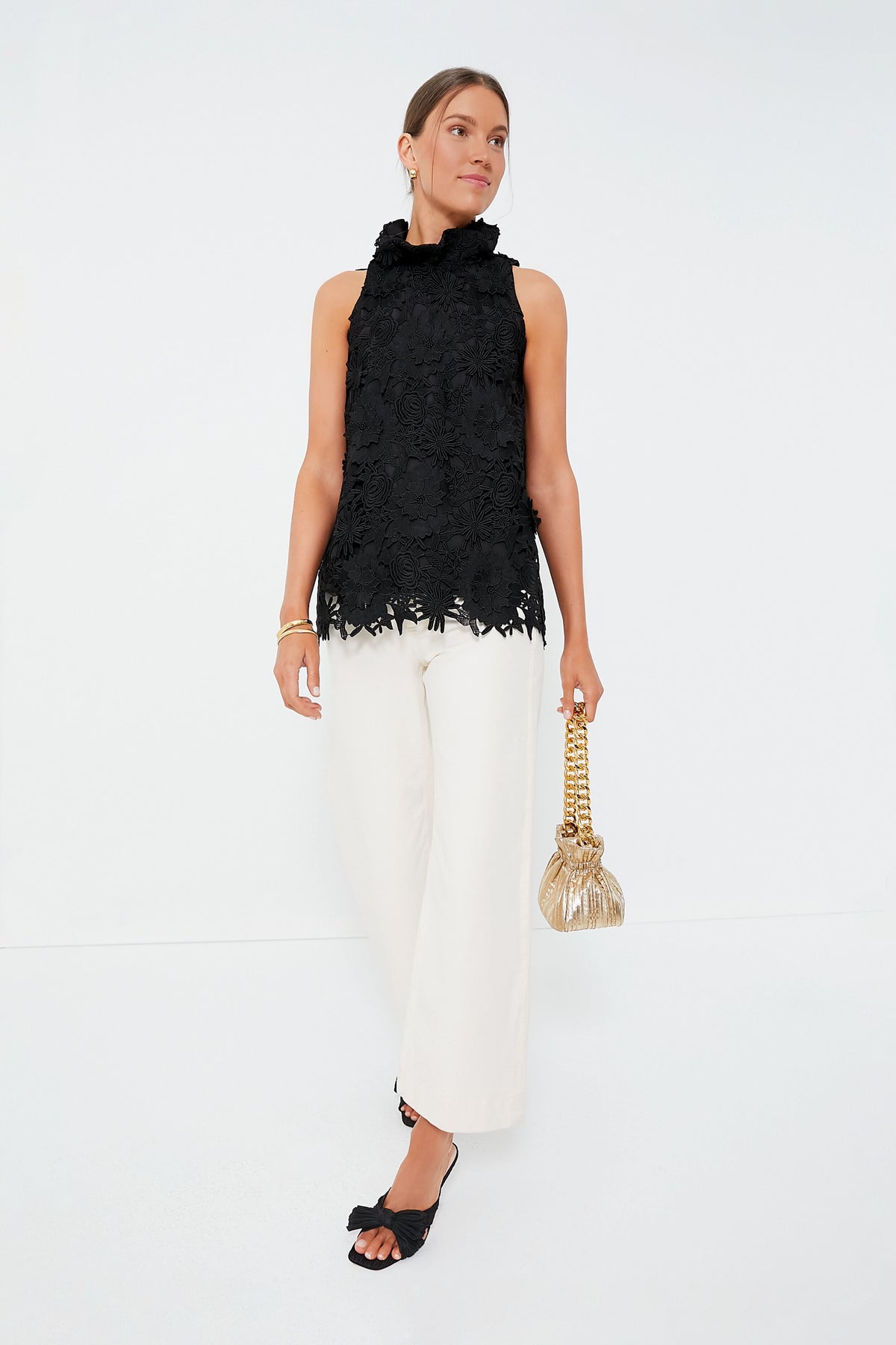 Black Guipure Lace Mason Top | Tuckernuck