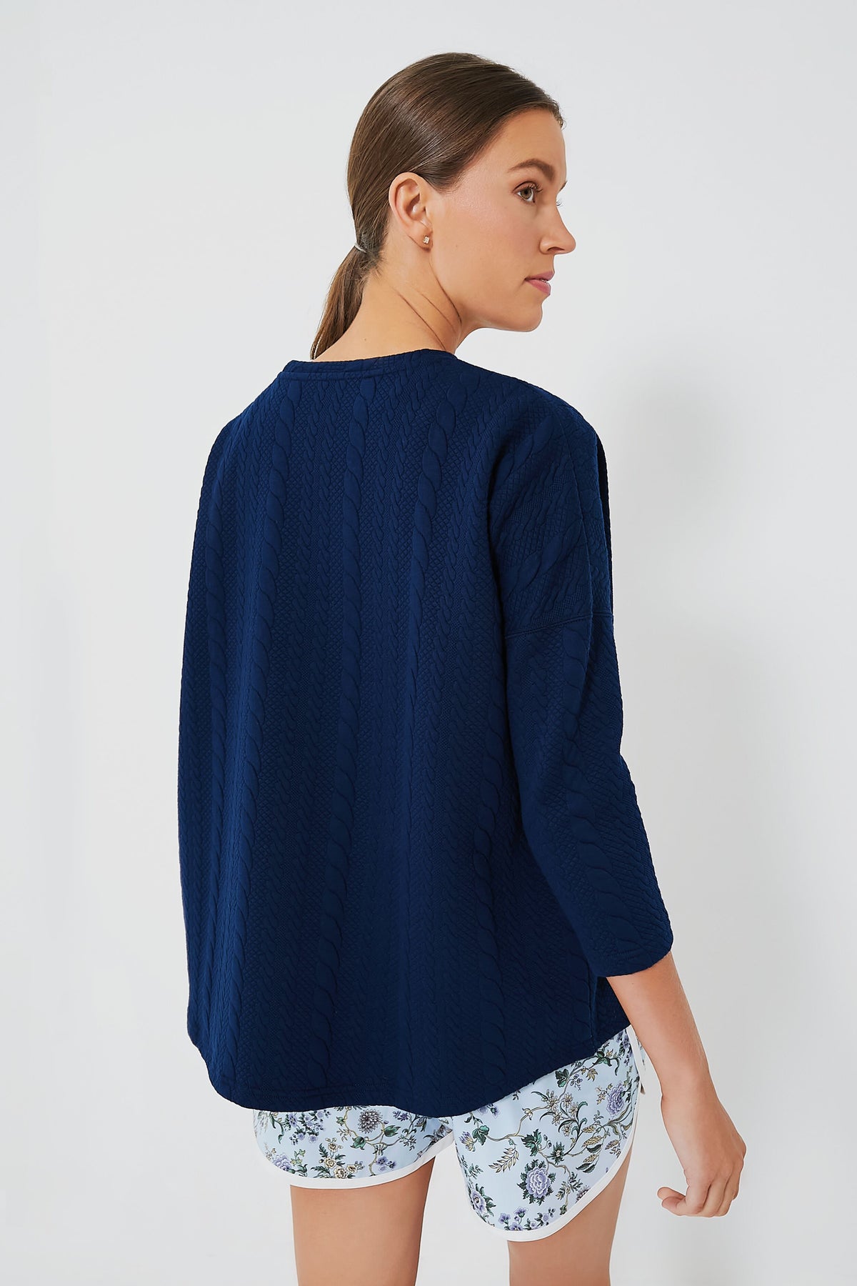 Navy Cable Ally Swing Sweatshirt | Tnuck Sport