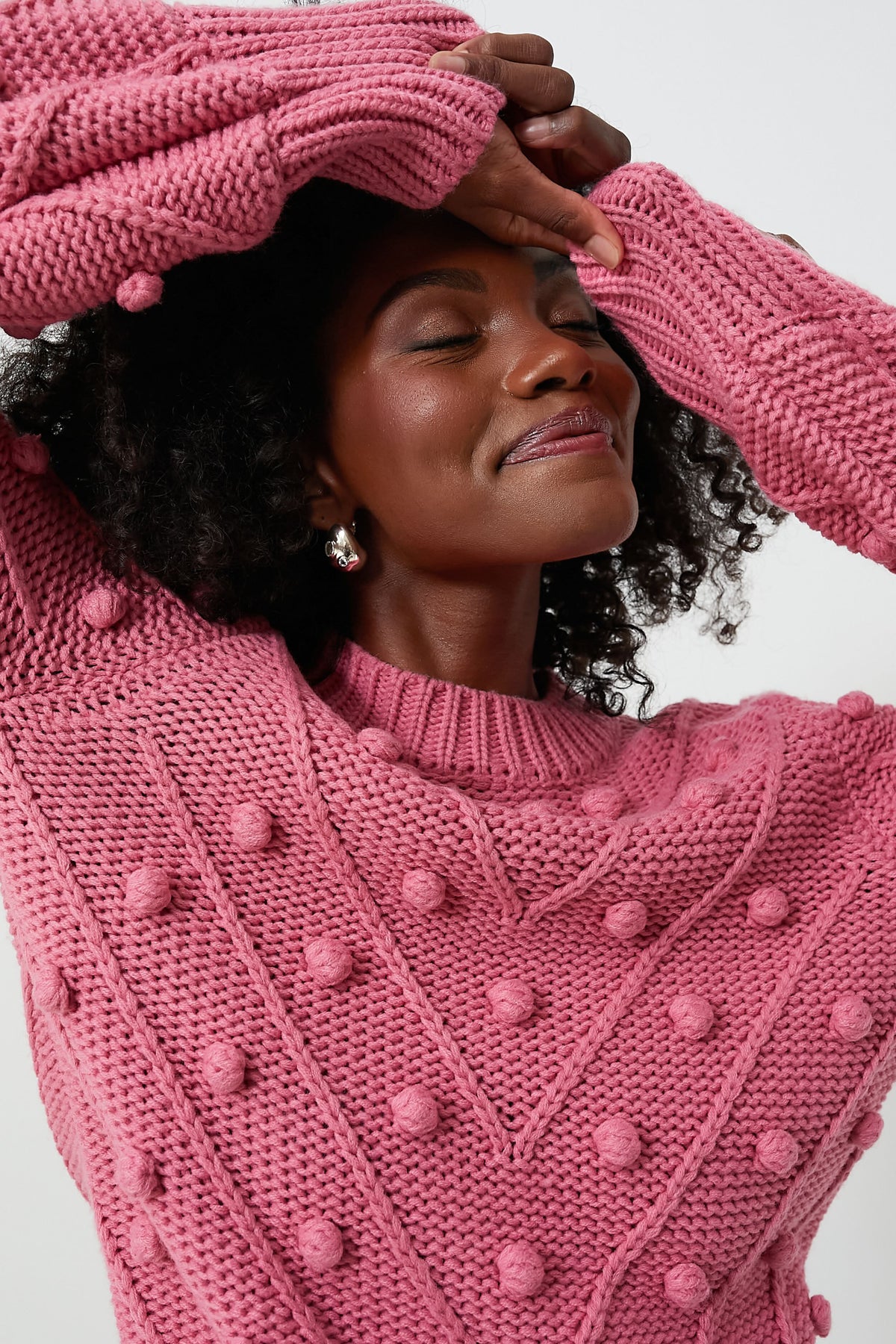 Punchy Pink PomPom Lainey Sweater | Hyacinth House